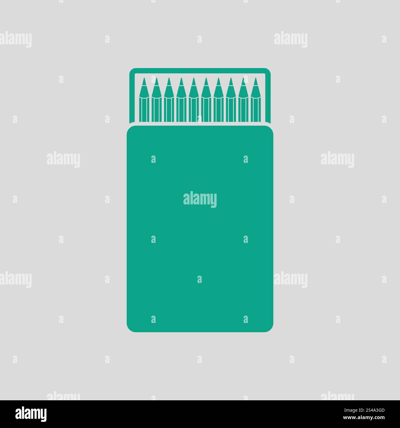 Pencil box icon. Gray background with green. Vector illustration Stock ...