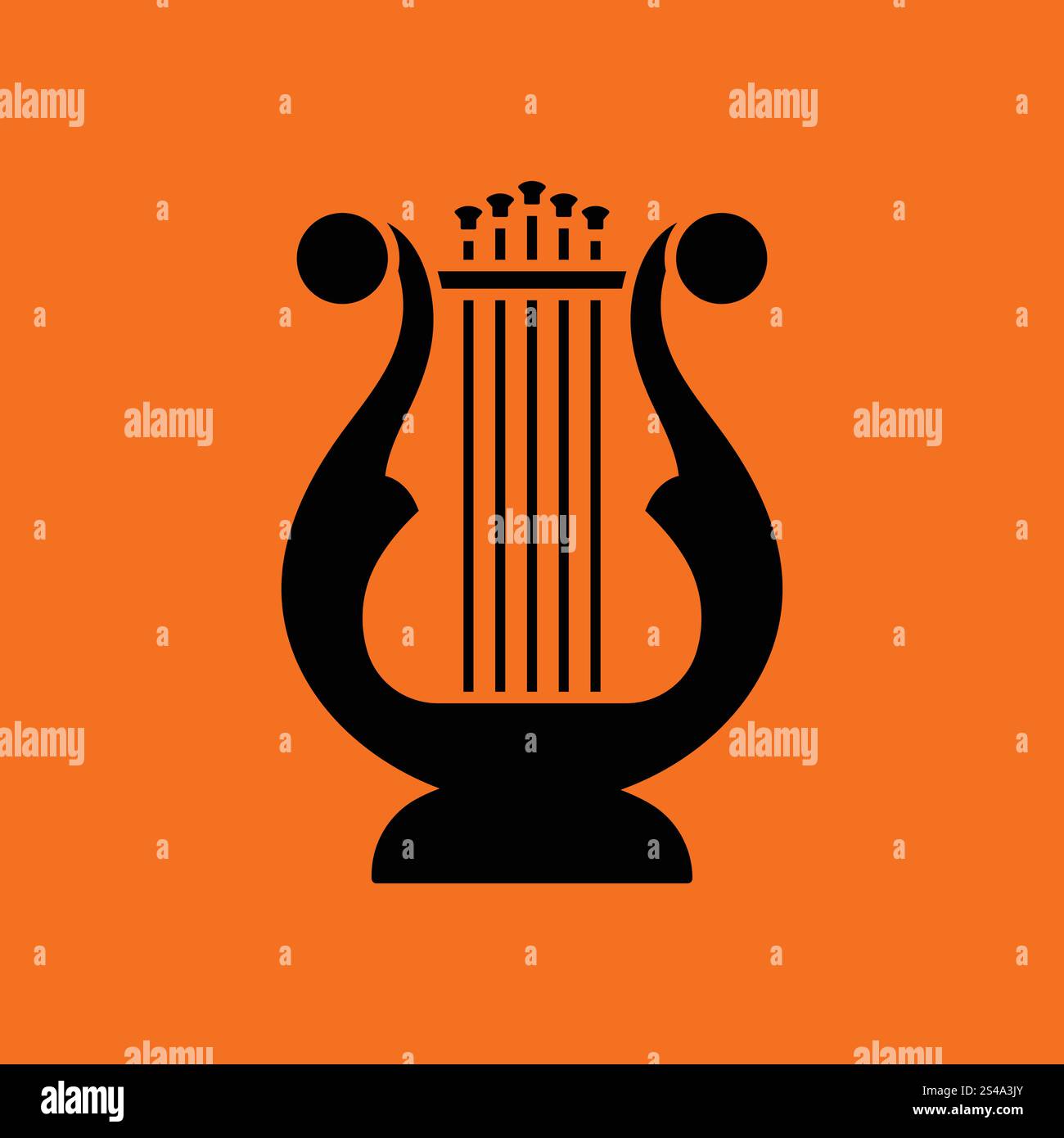 Lyre icon. Orange background with black. Vector illustration Stock ...