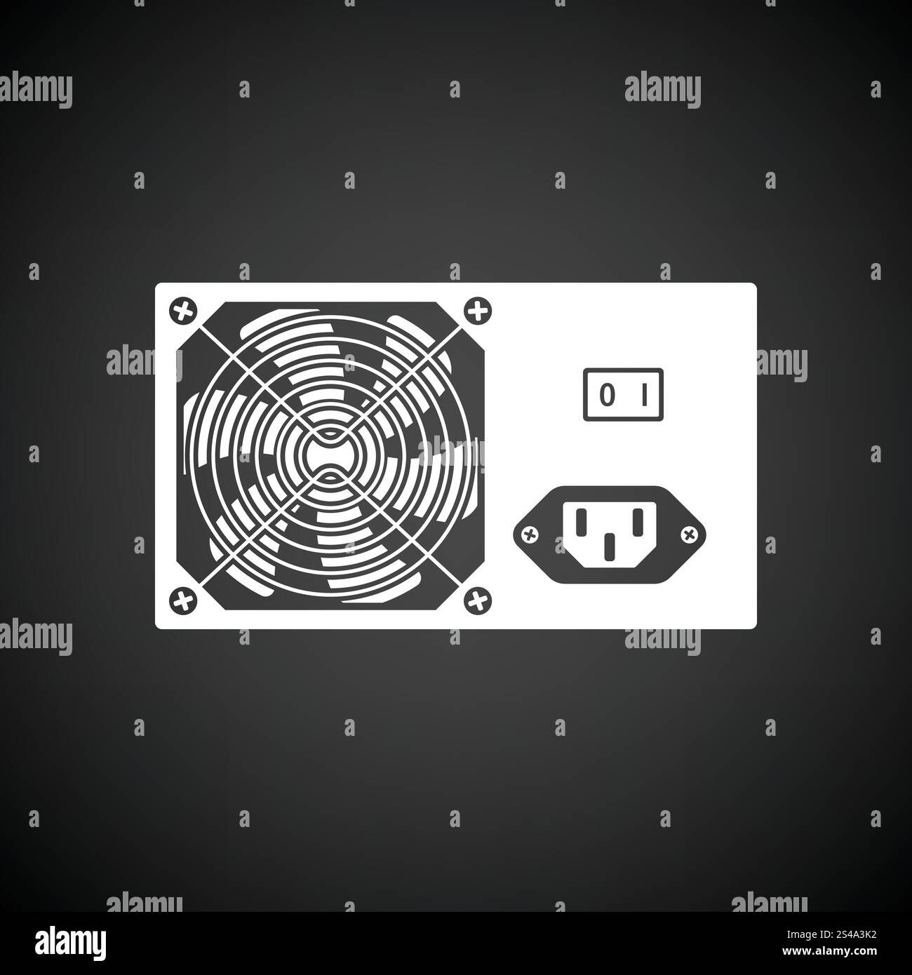 Power unit icon. Black background with white. Vector illustration Stock ...