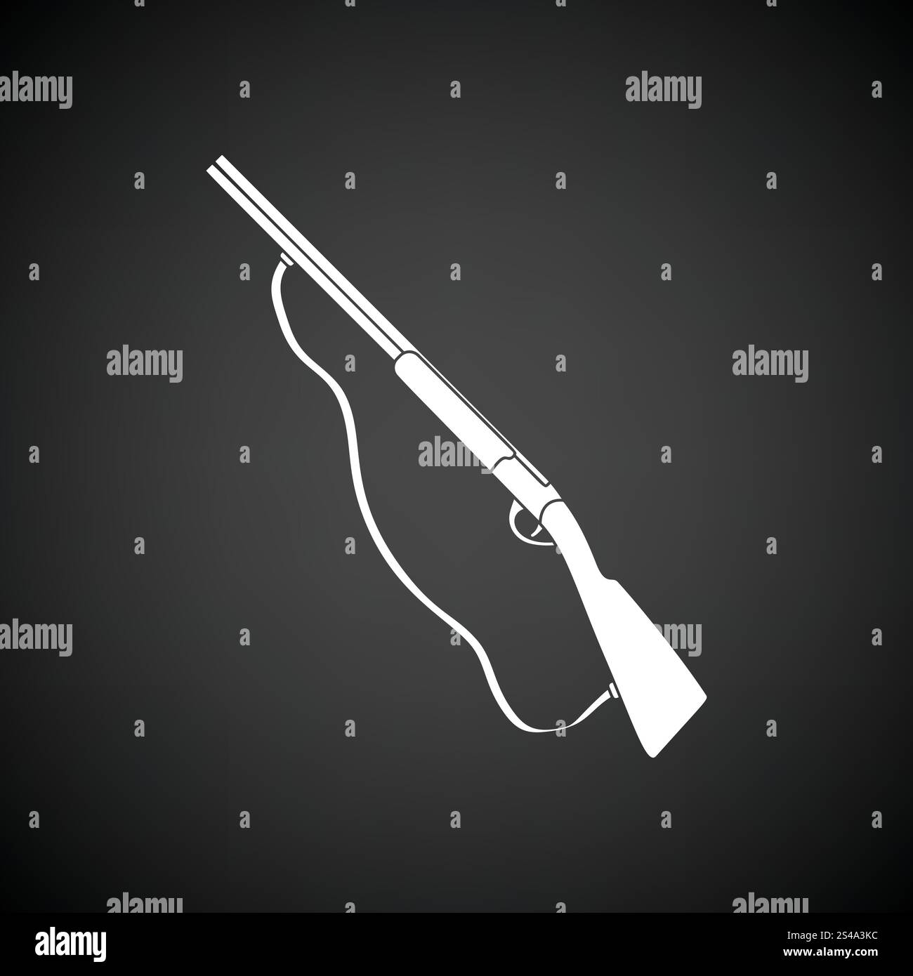 Hunt gun icon. Black background with white. Vector illustration Stock ...