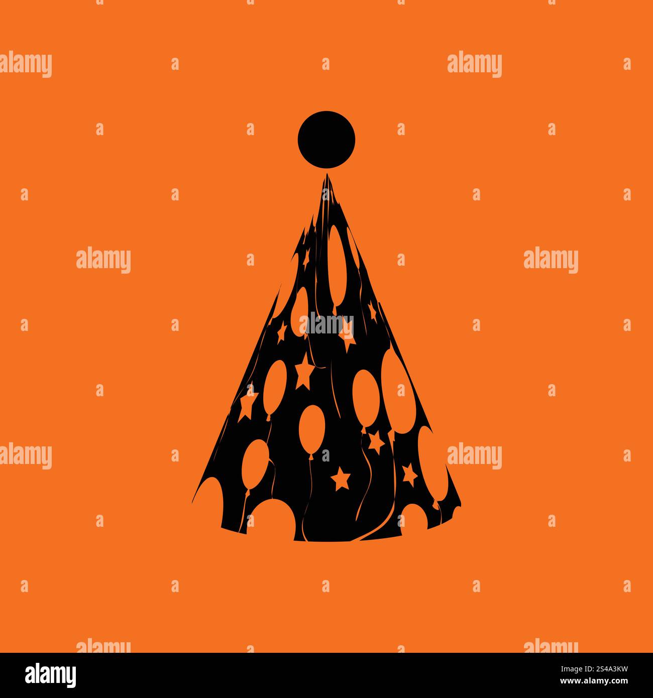 Party cone hat icon. Orange background with black. Vector illustration ...