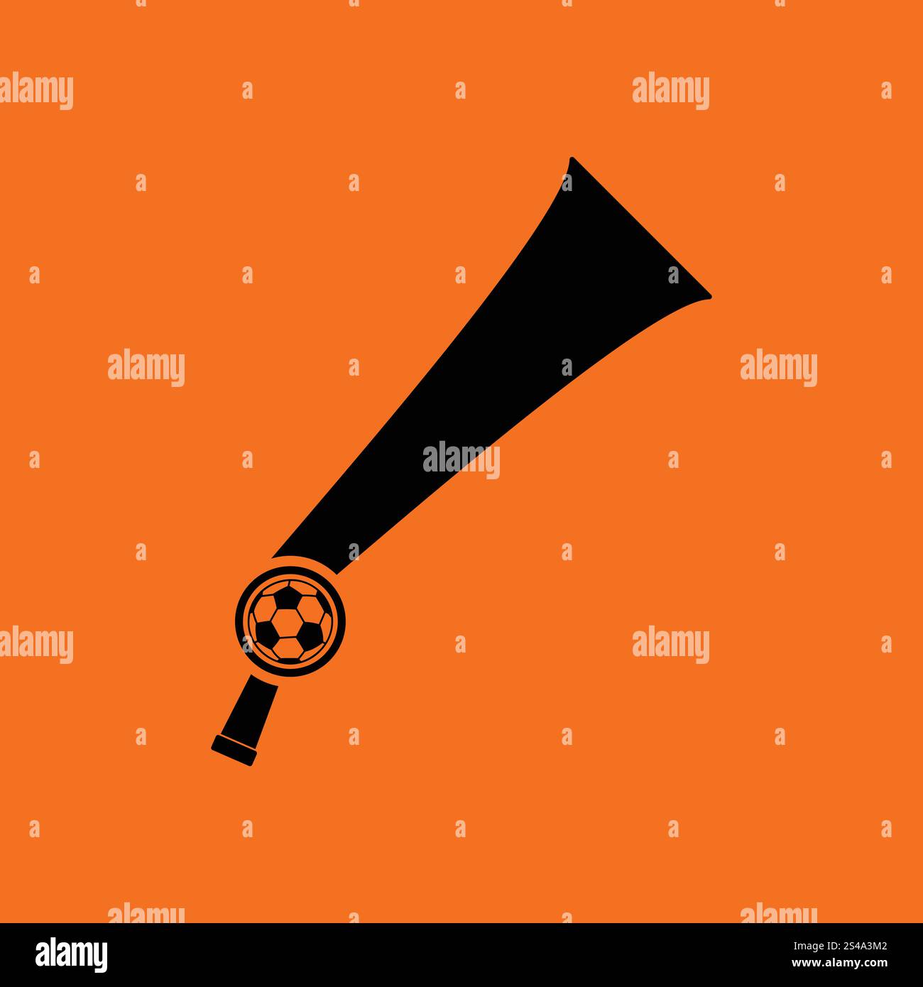 Football fans wind horn toy icon. Orange background with black. Vector ...