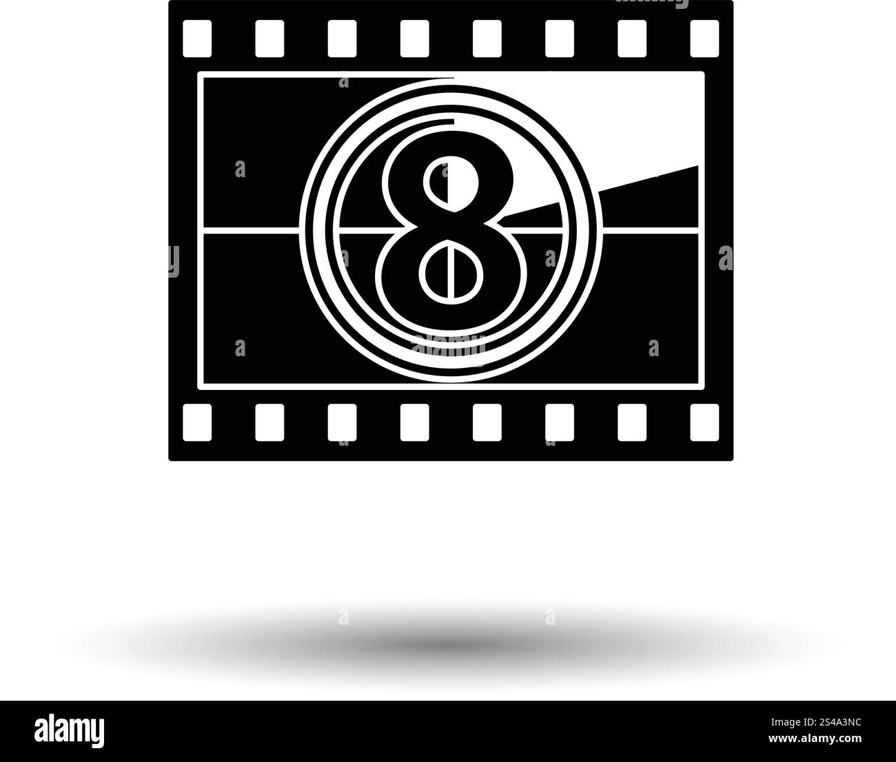 Movie frame with countdown icon. White background with shadow design ...