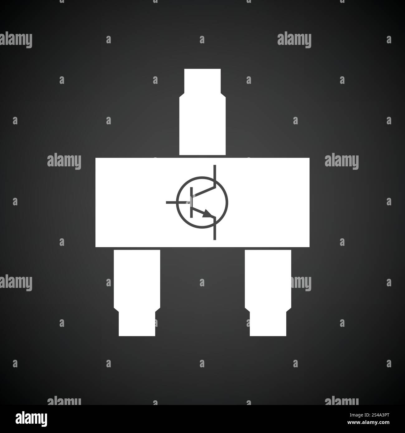 Smd transistor icon. Black background with white. Vector illustration ...