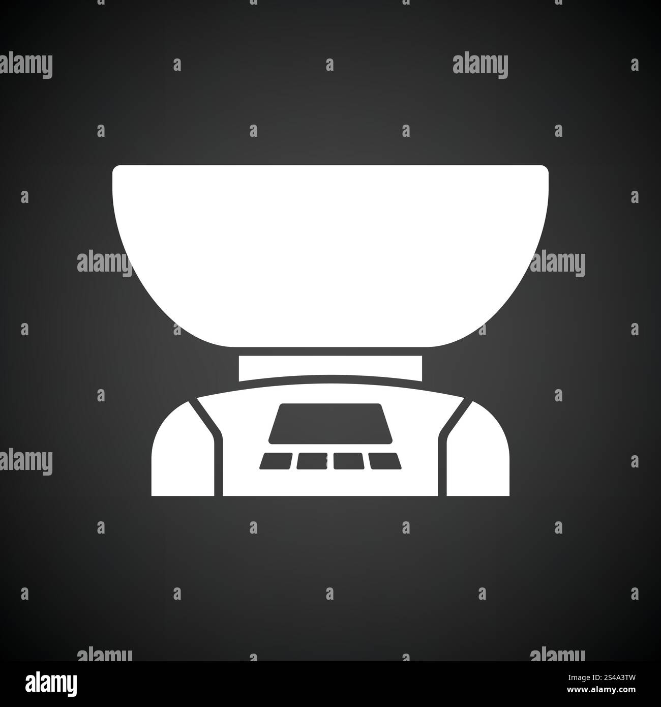 Kitchen electric scales icon. Black background with white. Vector ...