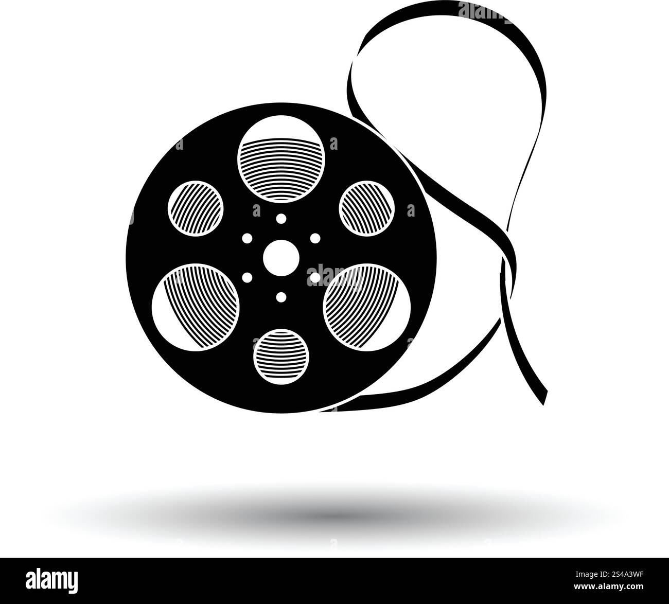 Movie reel icon. White background with shadow design. Vector ...