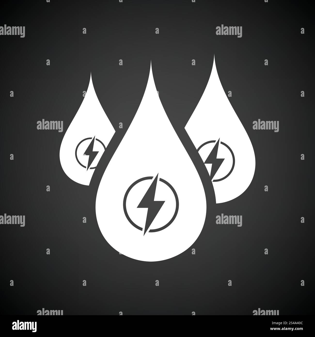 Hydro energy drops icon. Black background with white. Vector ...