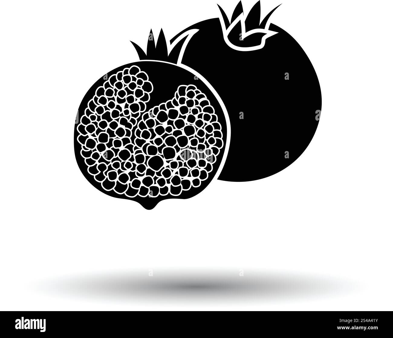 Pomegranate icon. White background with shadow design. Vector ...