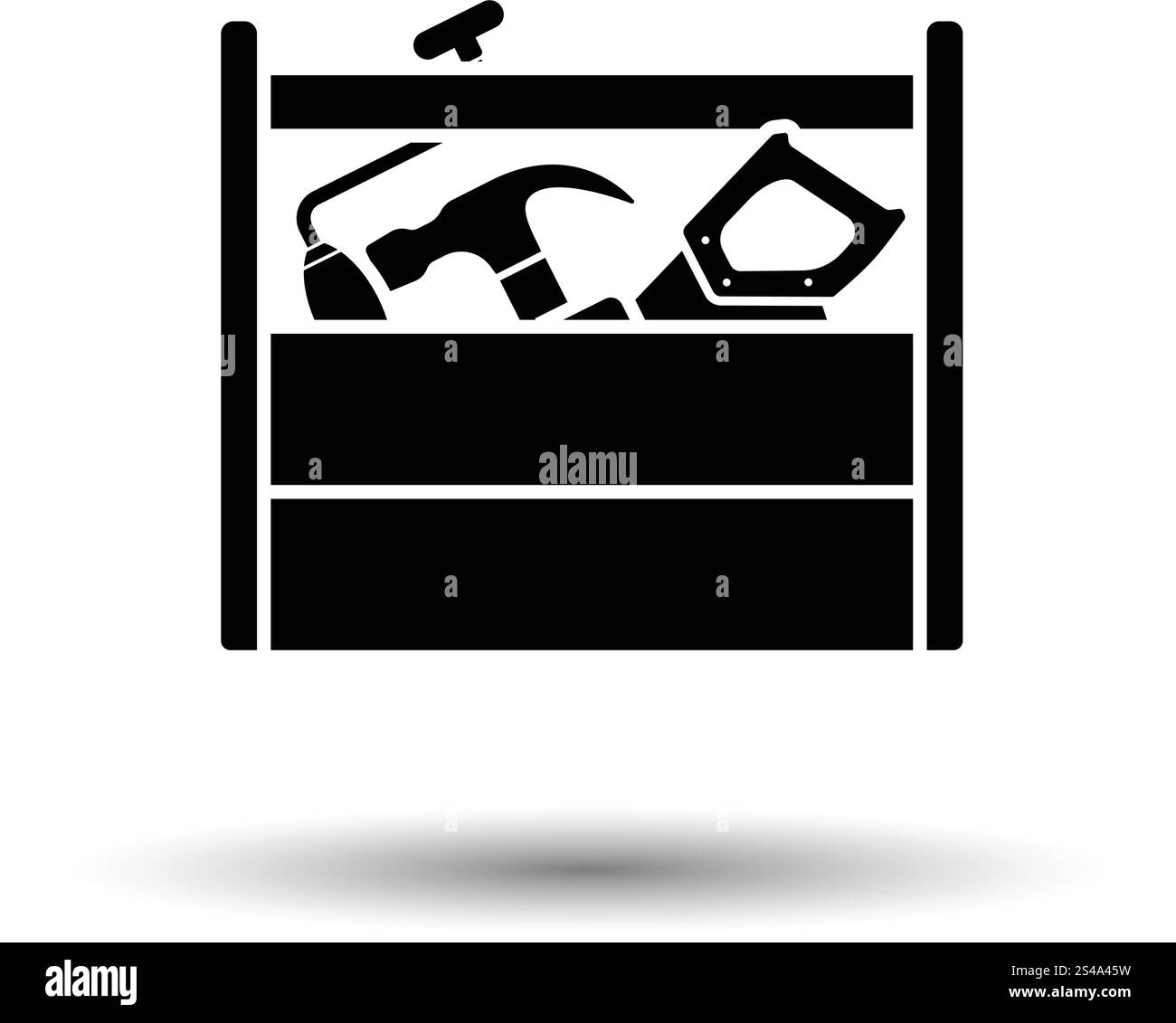 Retro tool box icon. White background with shadow design. Vector ...