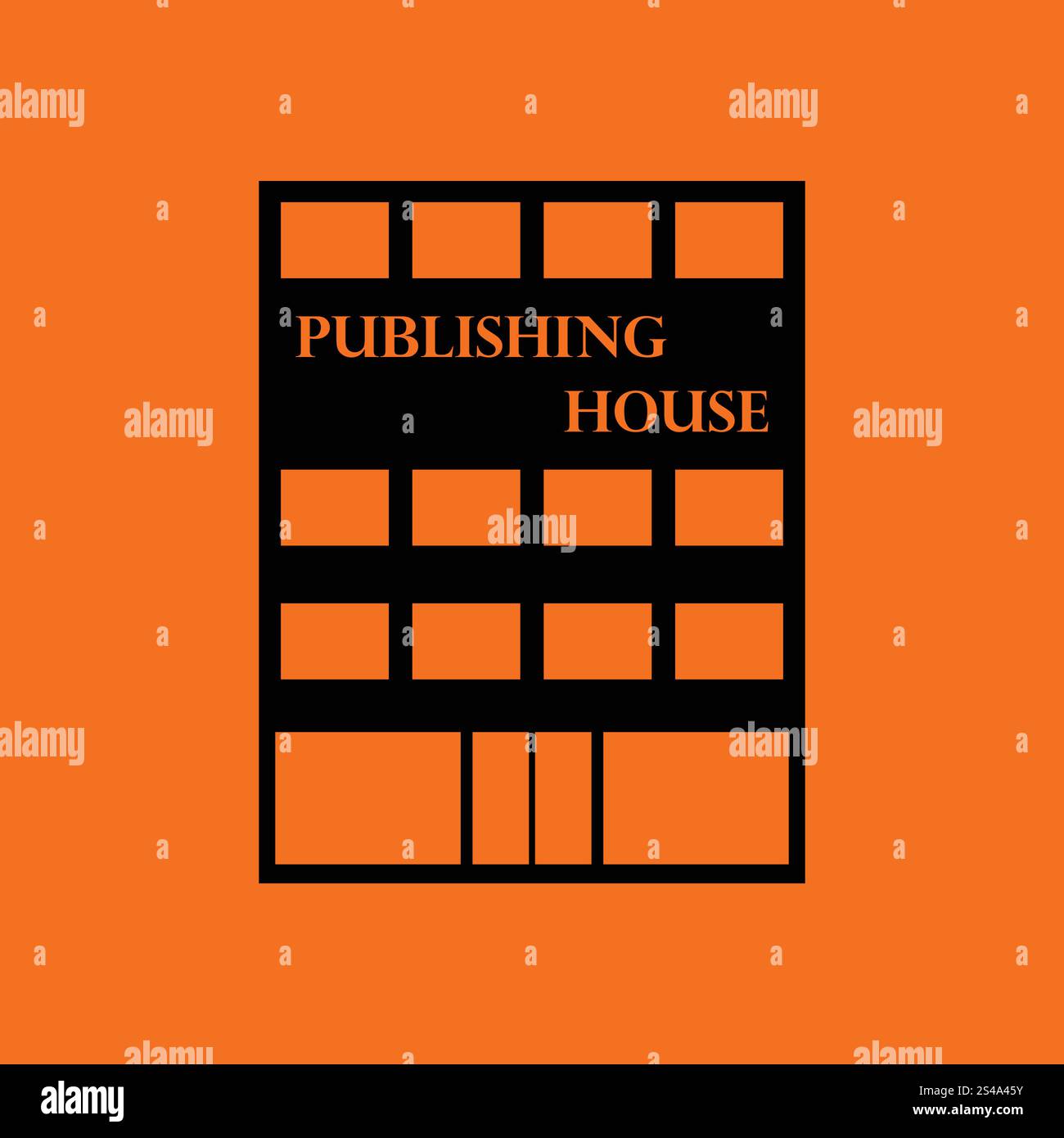 Publishing house icon. Orange background with black. Vector ...