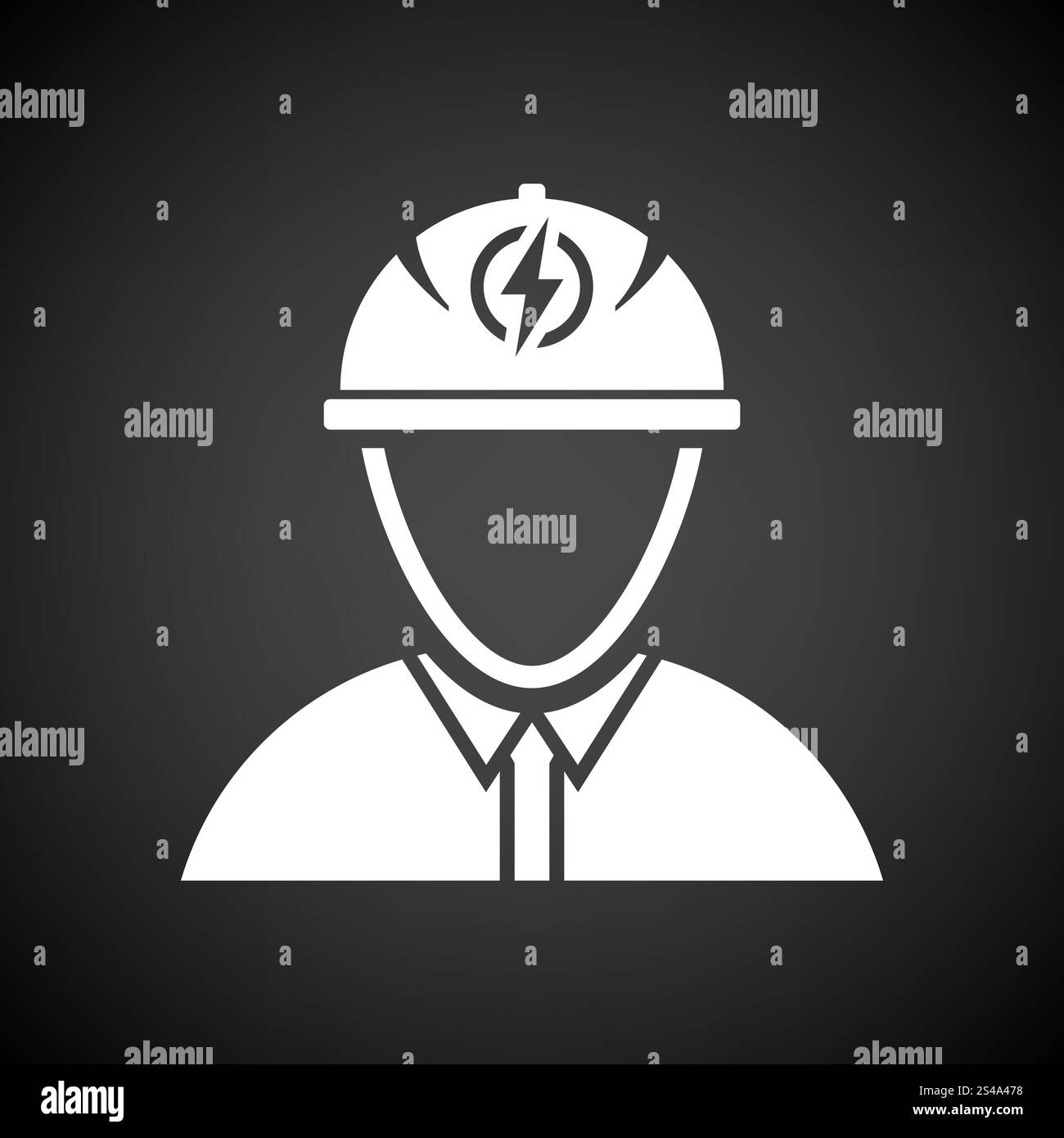 Electric engineer icon. Black background with white. Vector ...
