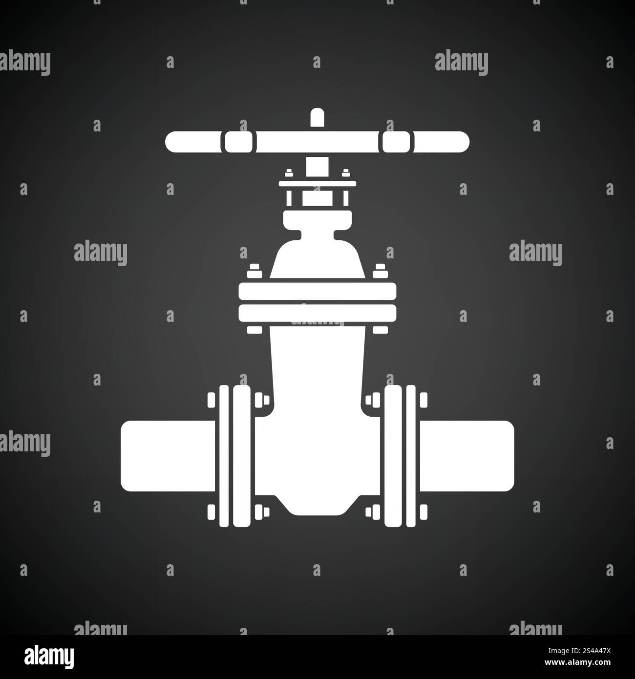 Pipe valve icon. Black background with white. Vector illustration Stock ...