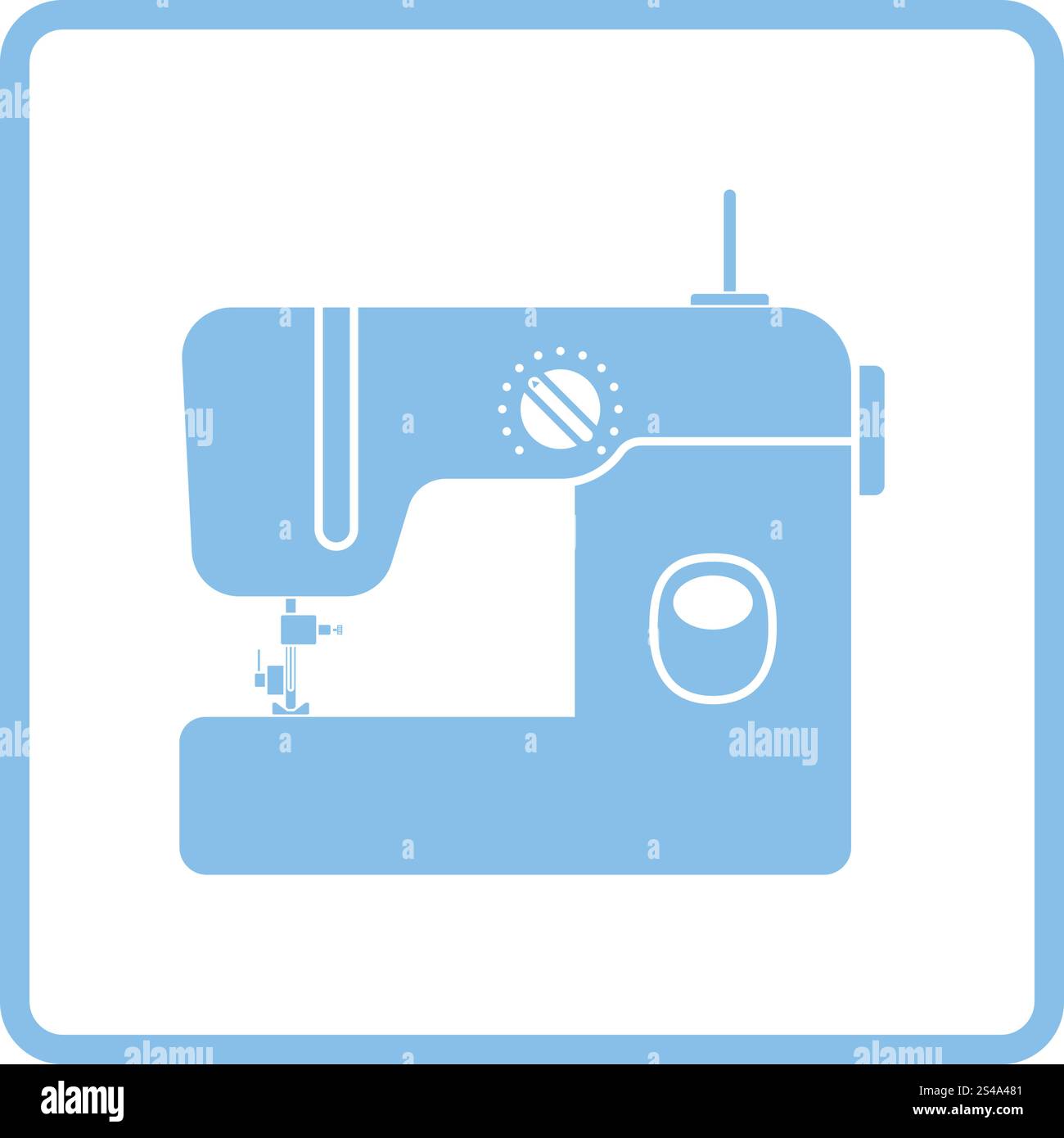 Modern sewing machine icon. Blue frame design. Vector illustration ...