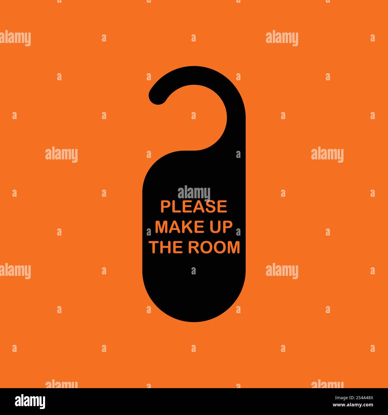 Mke up room tag icon. Orange background with black. Vector illustration ...