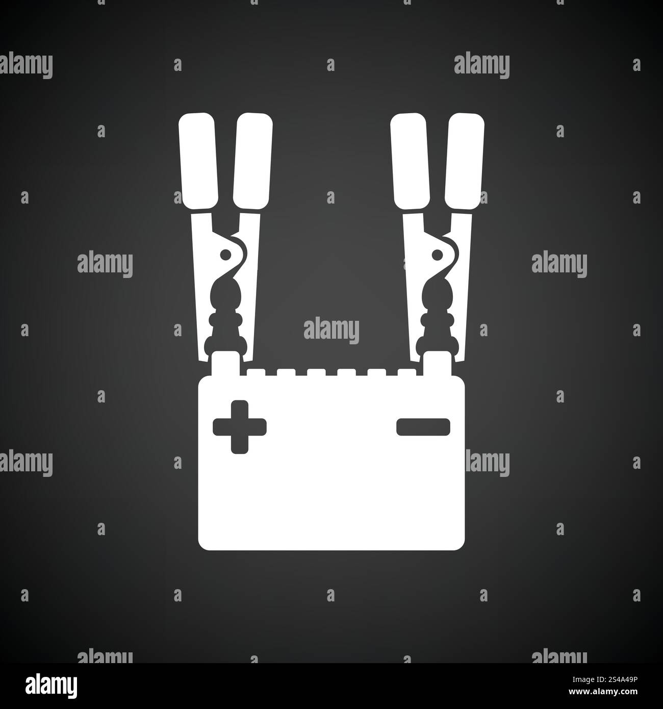 Car battery charge icon. Black background with white. Vector ...