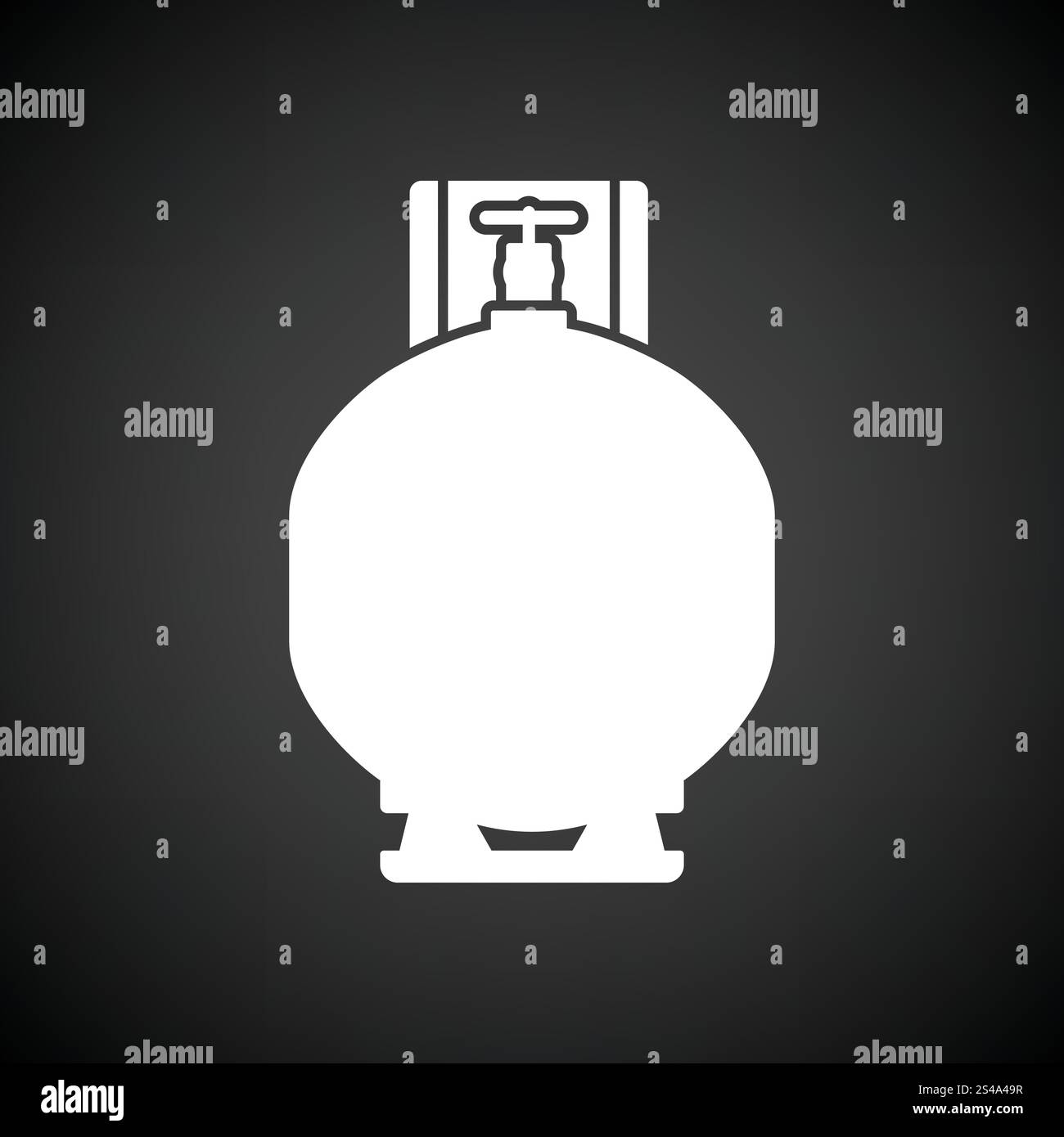 Gas cylinder icon. Black background with white. Vector illustration ...