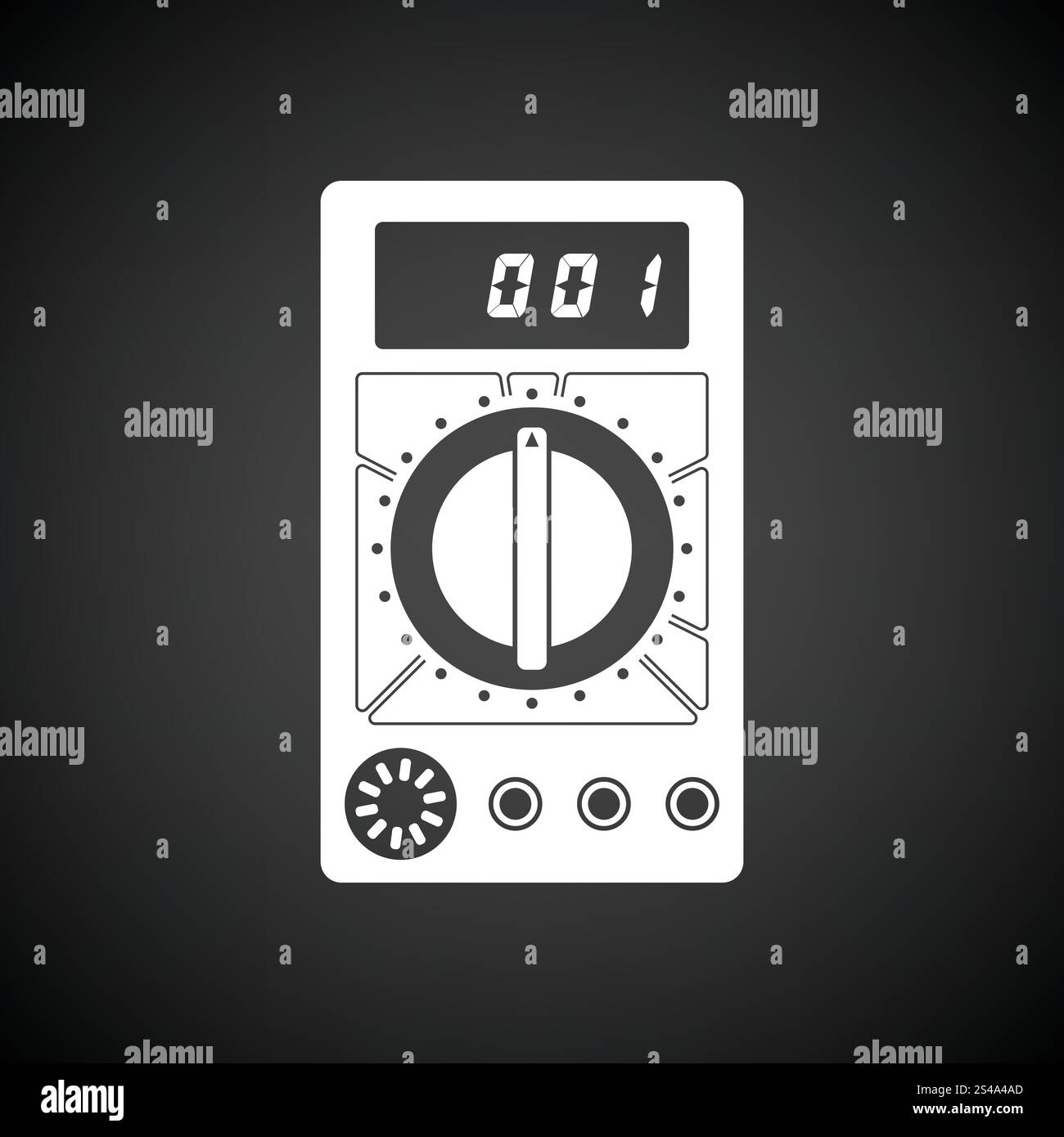Multimeter icon. Black background with white. Vector illustration Stock ...
