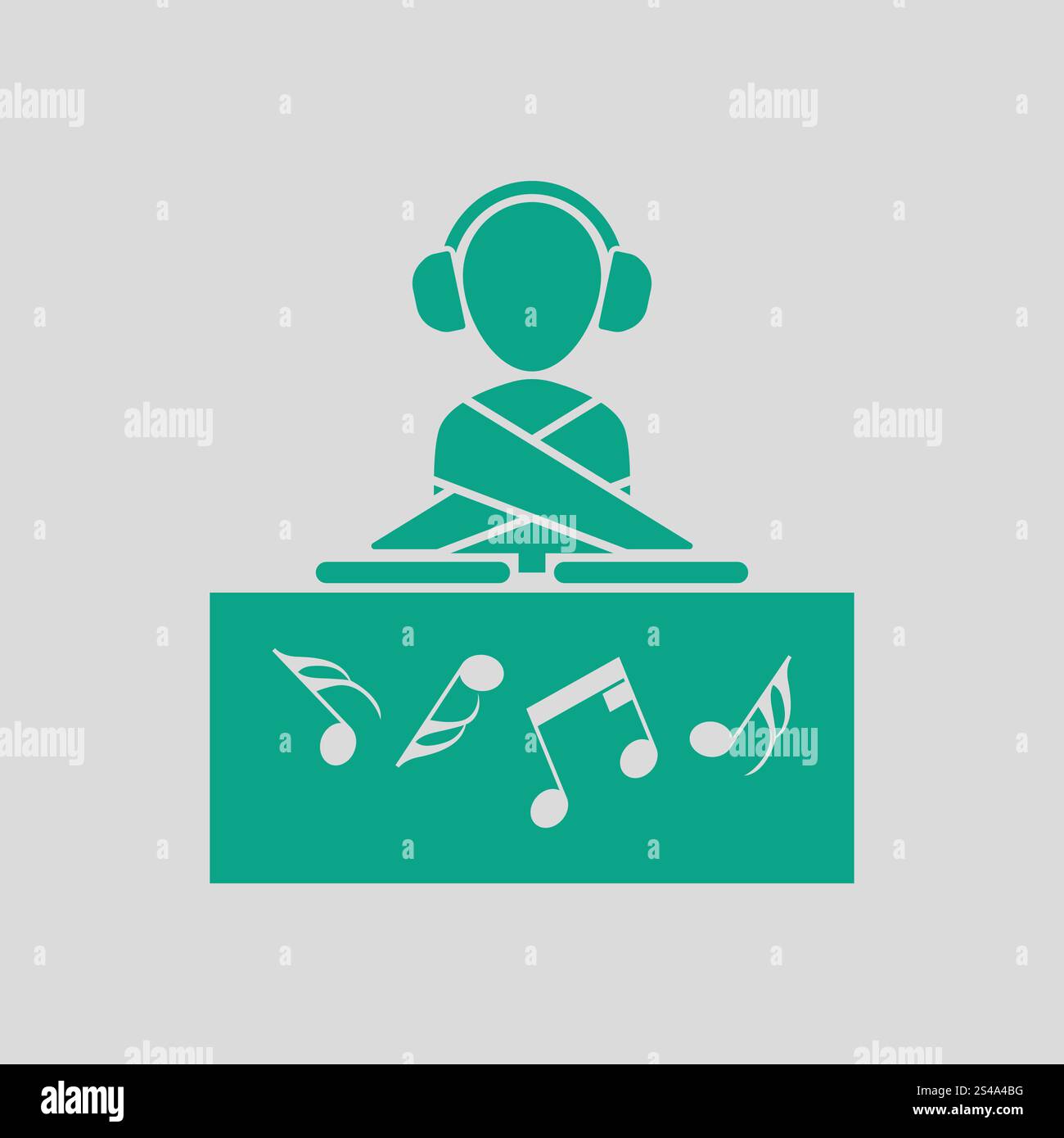 Night club DJ icon. Gray background with green. Vector illustration ...