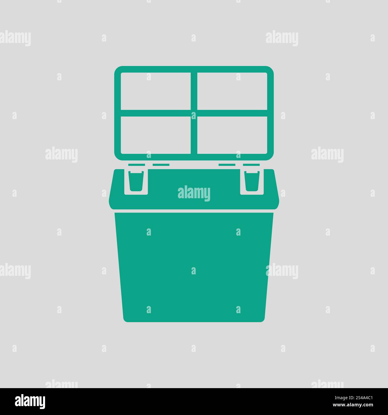 Icon of Fishing opened box. Gray background with green. Vector ...