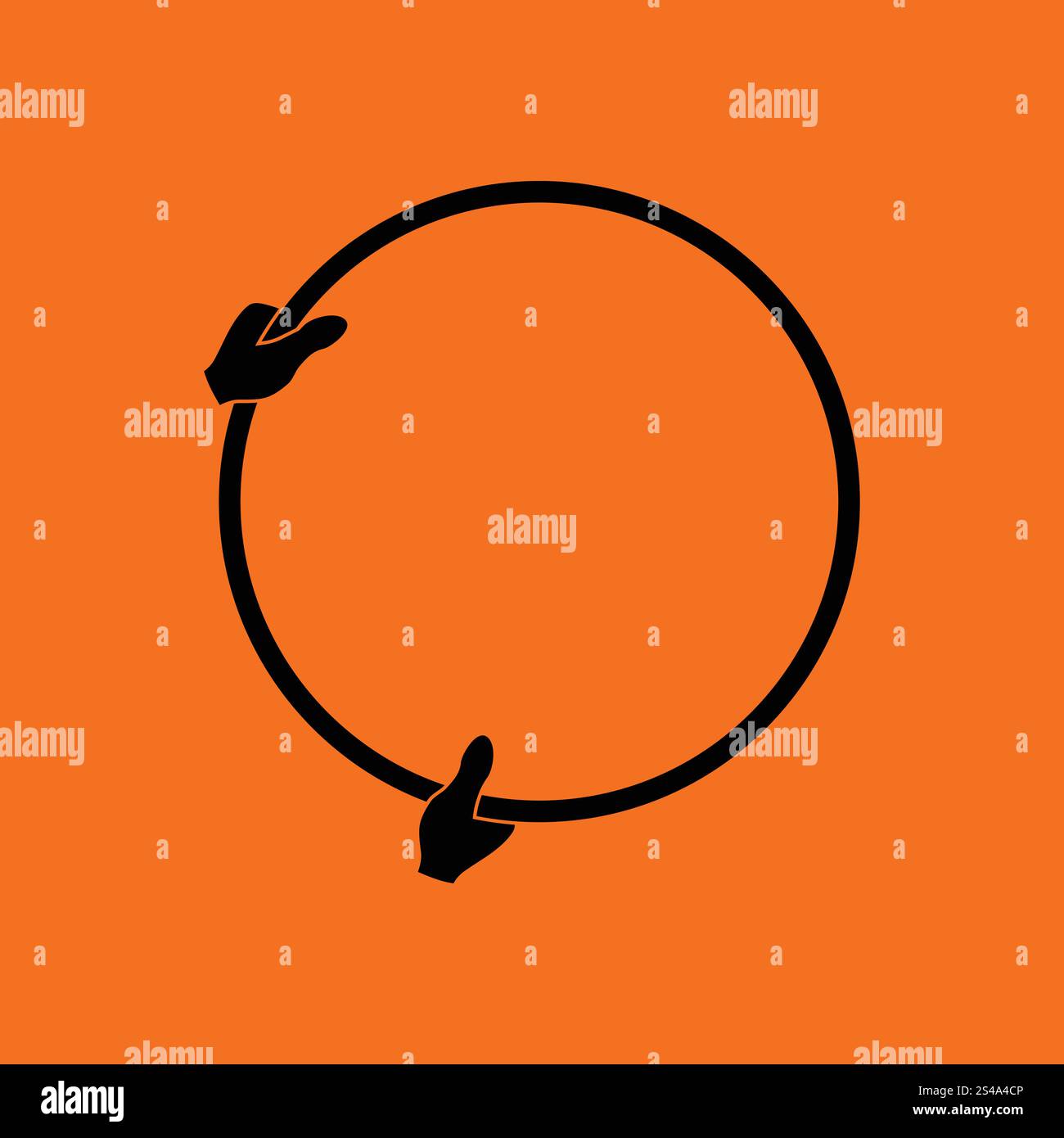 Icon of hand holding photography reflector. Orange background with ...