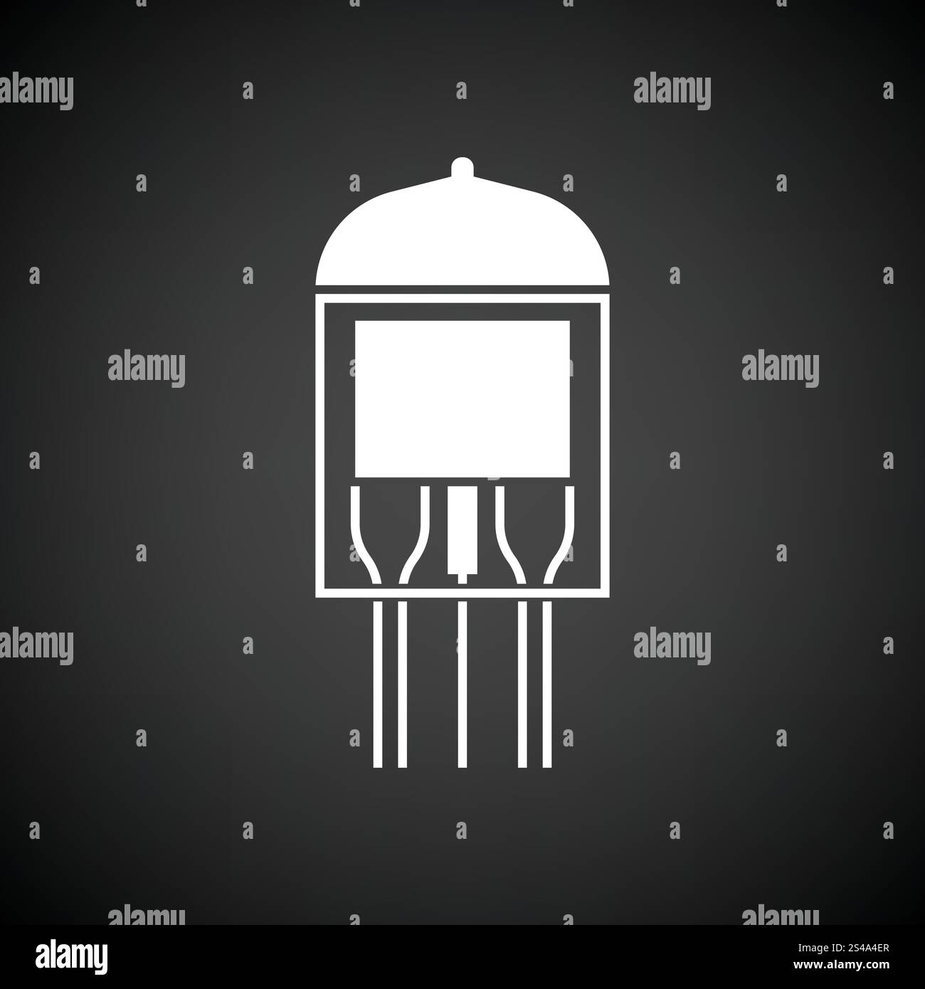 Electronic vacuum tube icon. Black background with white. Vector ...