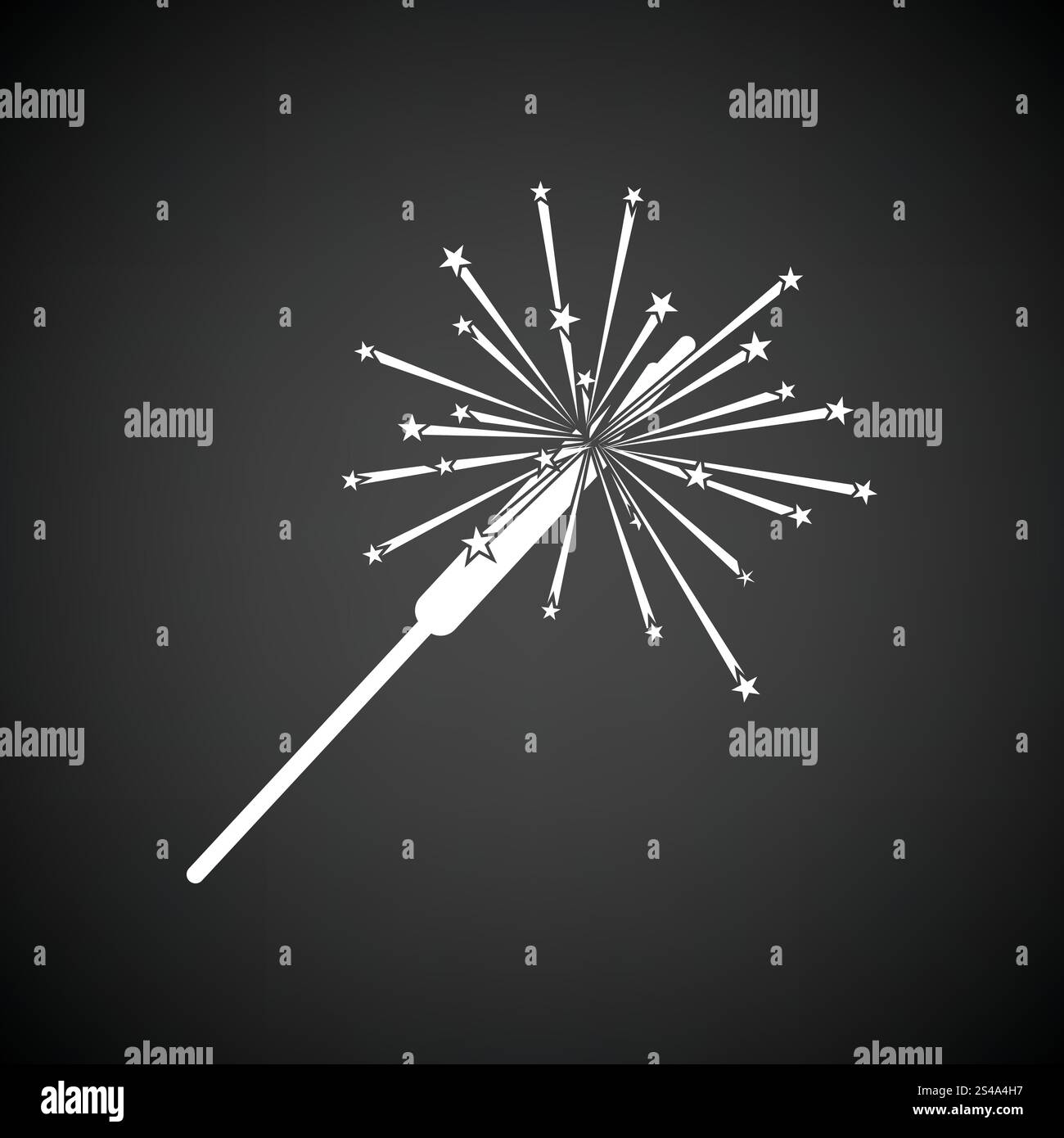 Party sparkler icon. Black background with white. Vector illustration ...