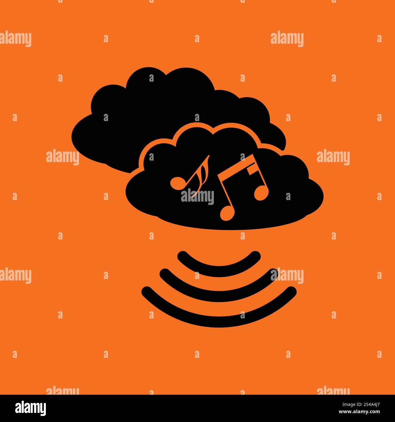 Music cloud icon. Orange background with black. Vector illustration ...