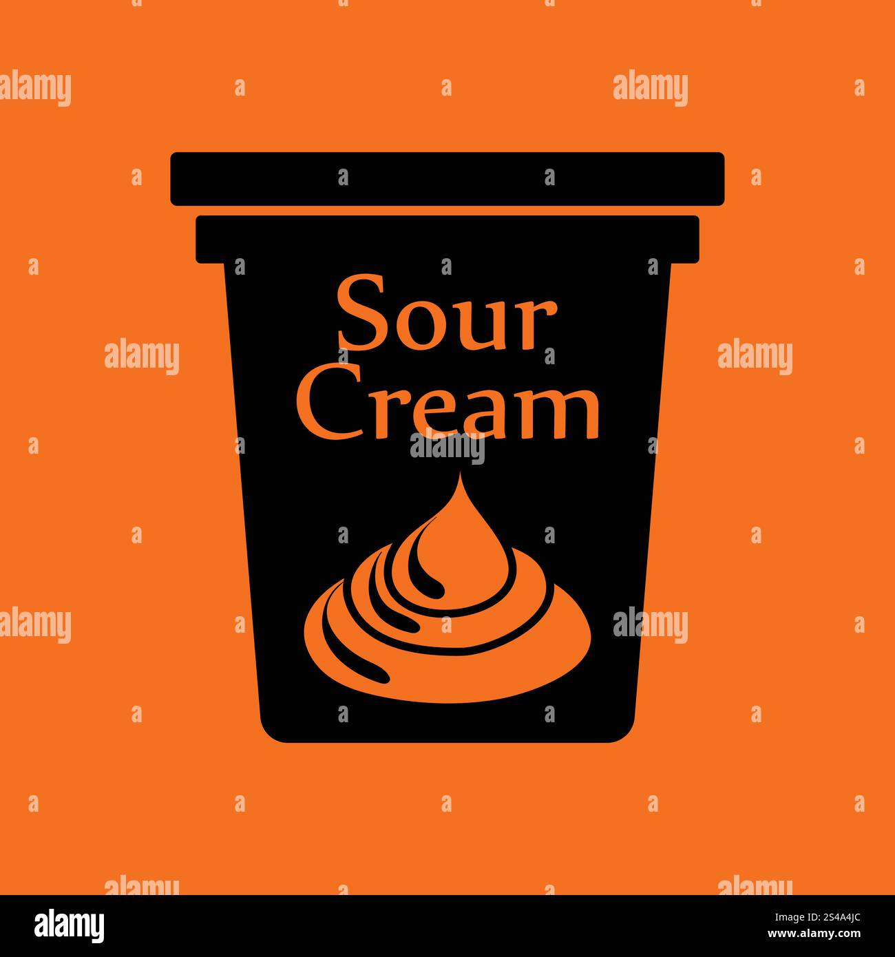 Sour cream icon. Orange background with black. Vector illustration ...
