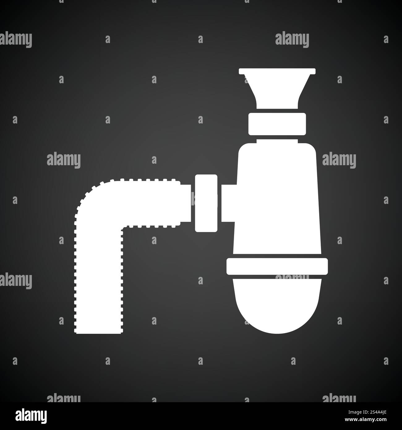 Bathroom siphon icon. Black background with white. Vector illustration ...