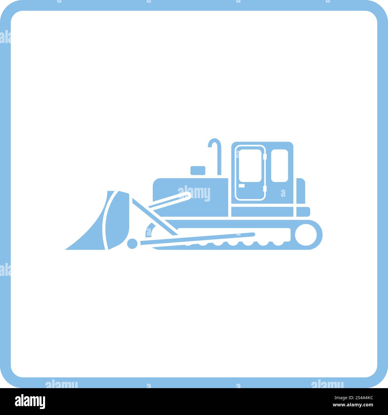Icon of Construction bulldozer. Blue frame design. Vector illustration ...