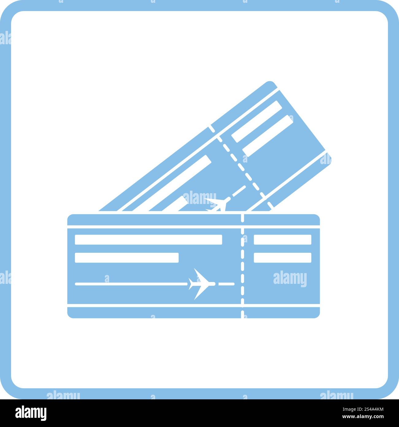 Two airplane tickets icon. Blue frame design. Vector illustration Stock ...