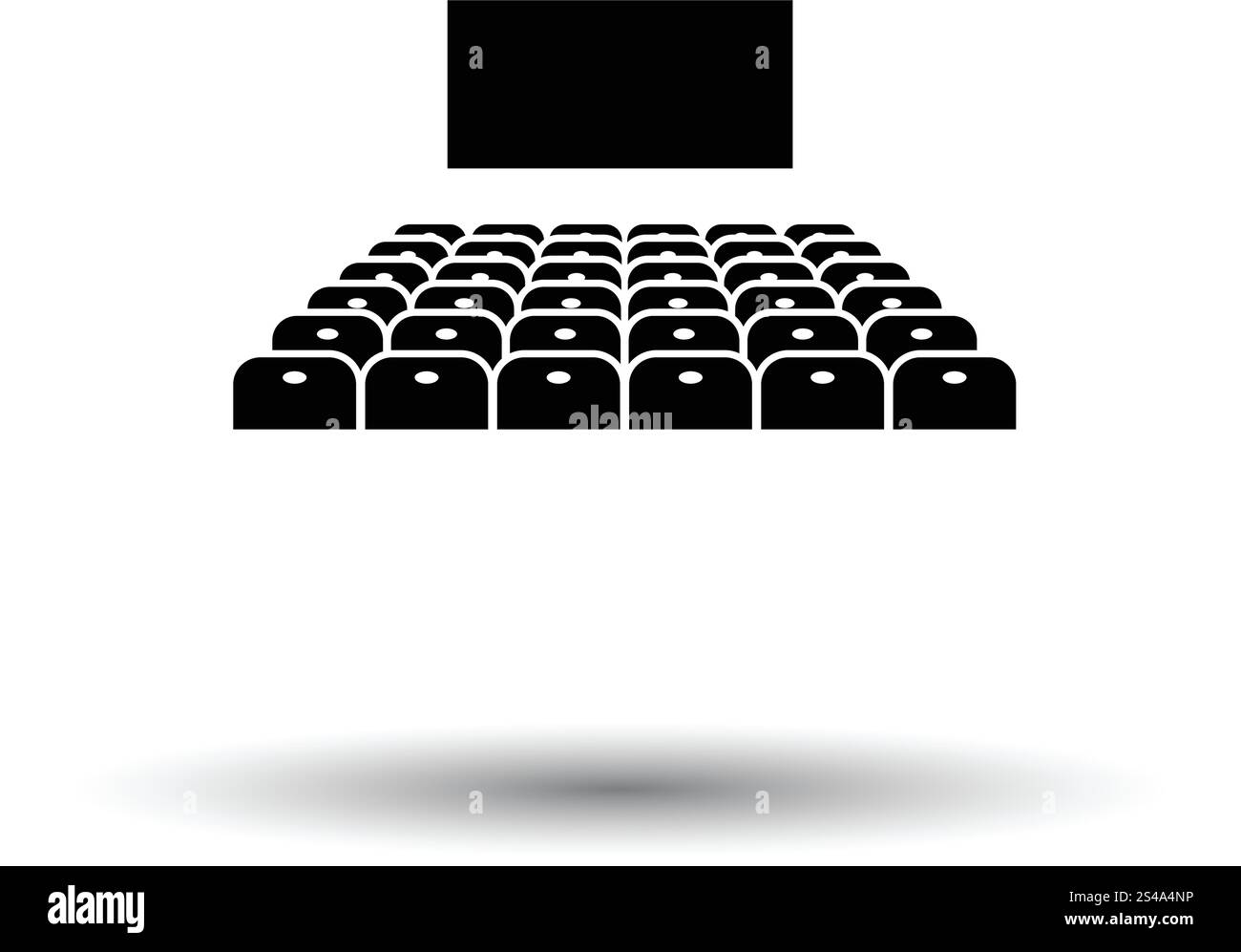Cinema auditorium icon. White background with shadow design. Vector ...