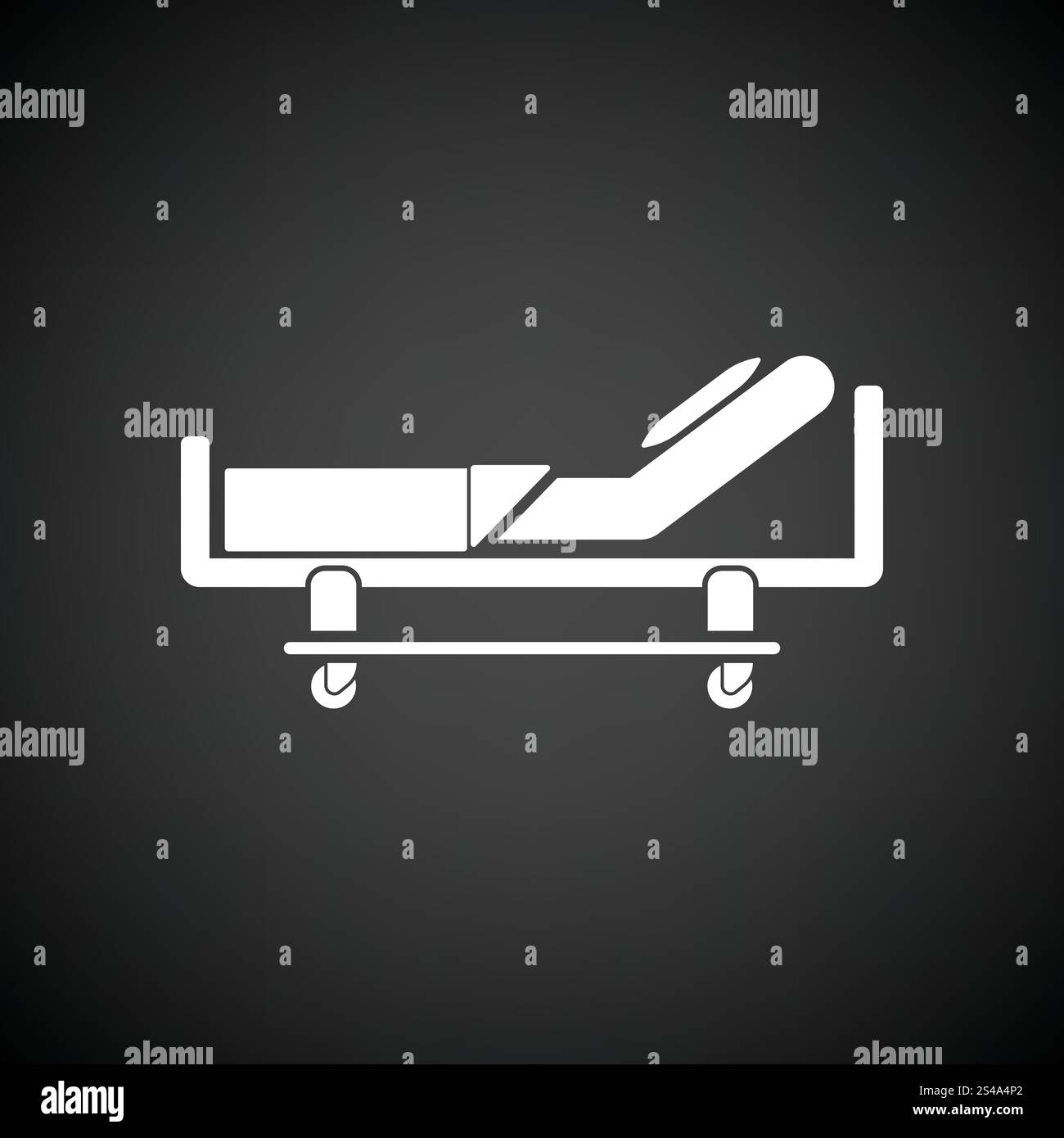 Hospital bed icon. Black background with white. Vector illustration ...