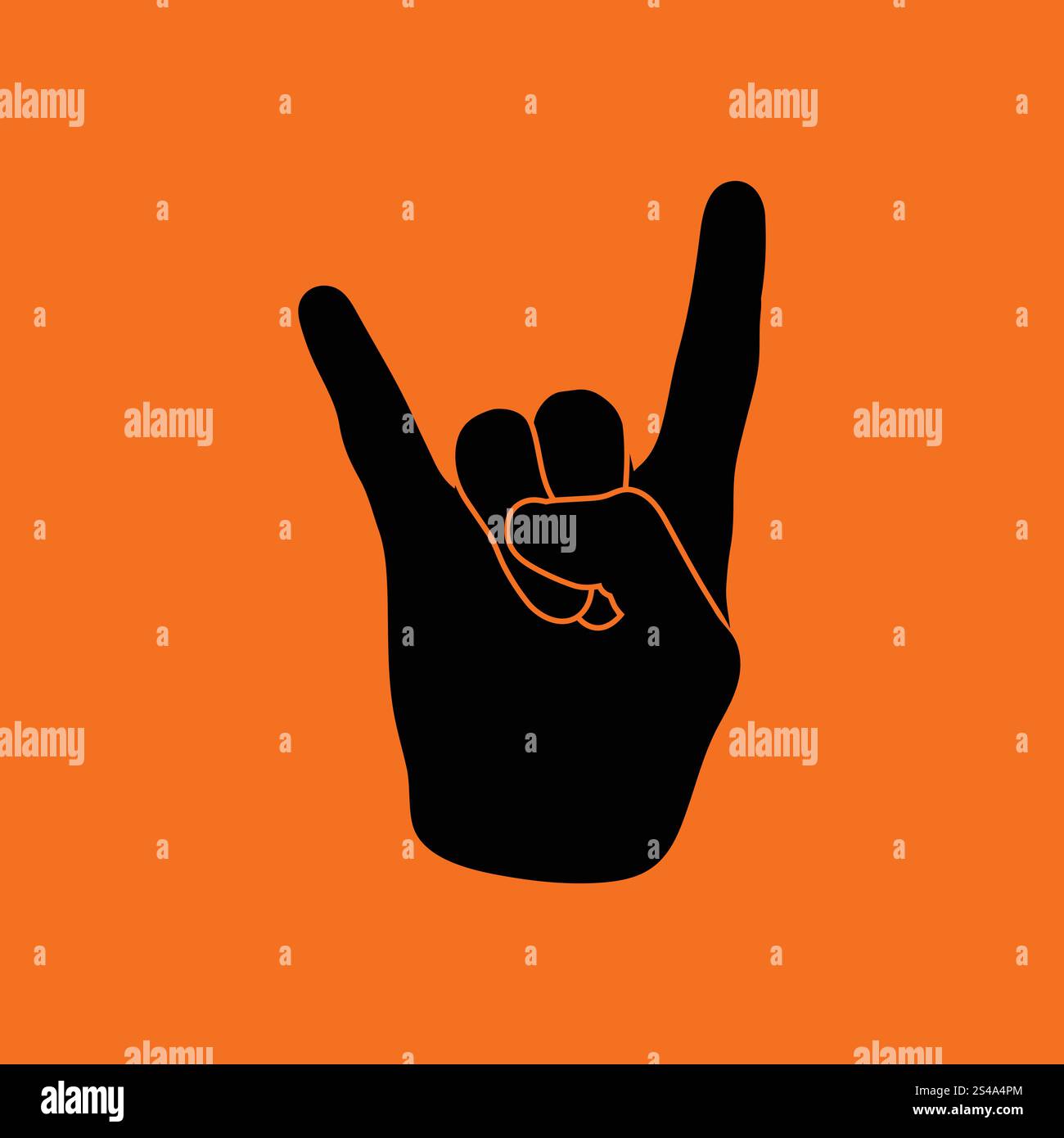 Rock hand icon. Orange background with black. Vector illustration Stock ...