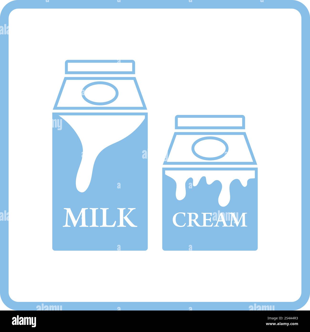 Milk and cream container icon. Blue frame design. Vector illustration ...