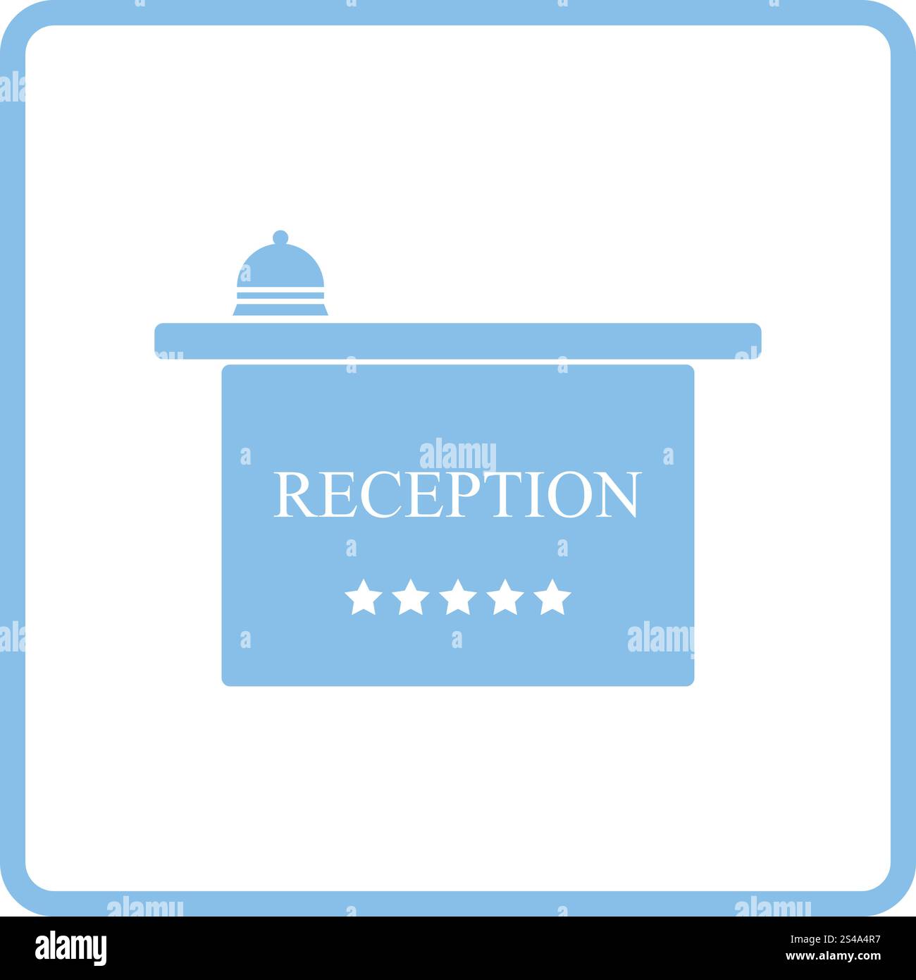 Hotel reception desk icon. Blue frame design. Vector illustration Stock ...