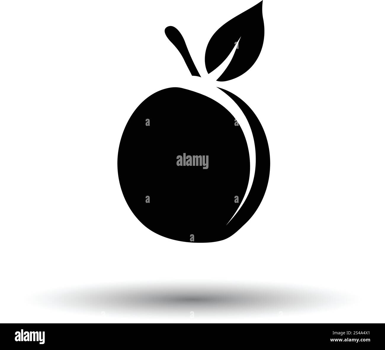 Peach icon. White background with shadow design. Vector illustration ...