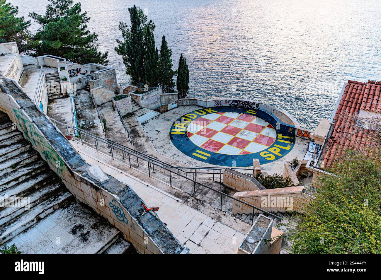 Abandoned Seaside Circle in Split with Graffiti Art Stock Photo - Alamy