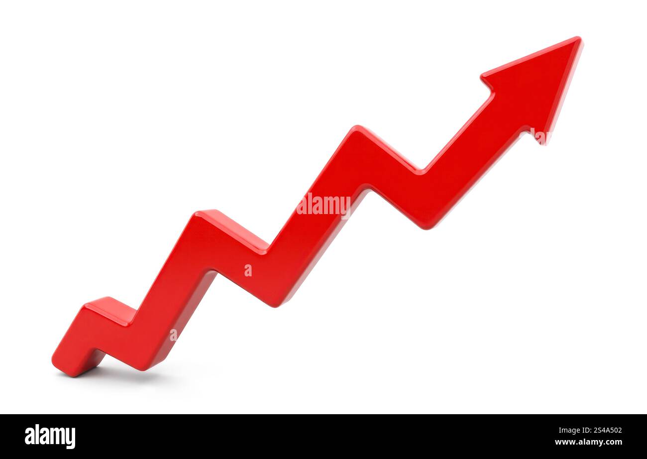 Red arrow pointing upwards, showing growth, success, and progress ...