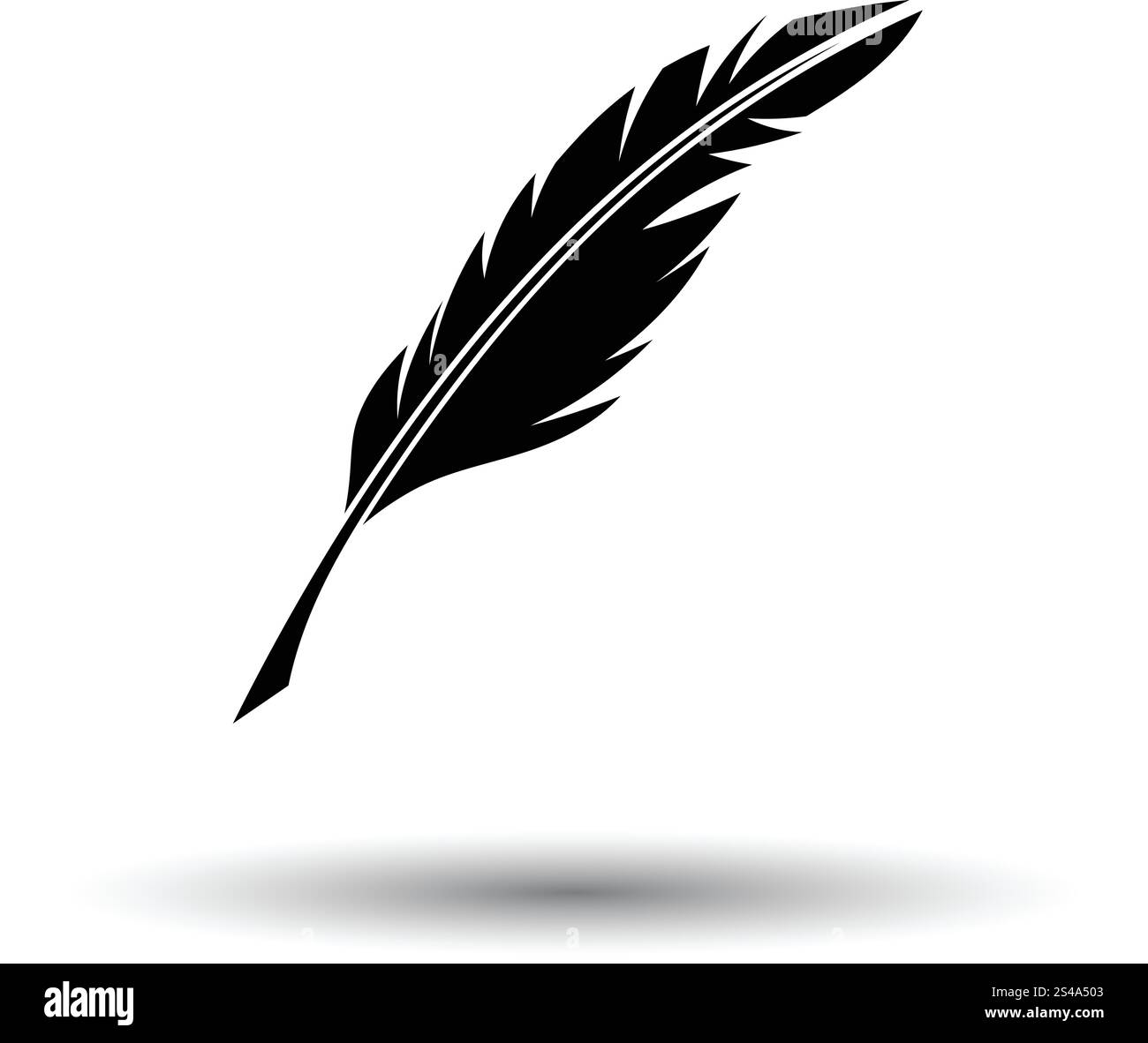 Writing feather icon. White background with shadow design. Vector ...