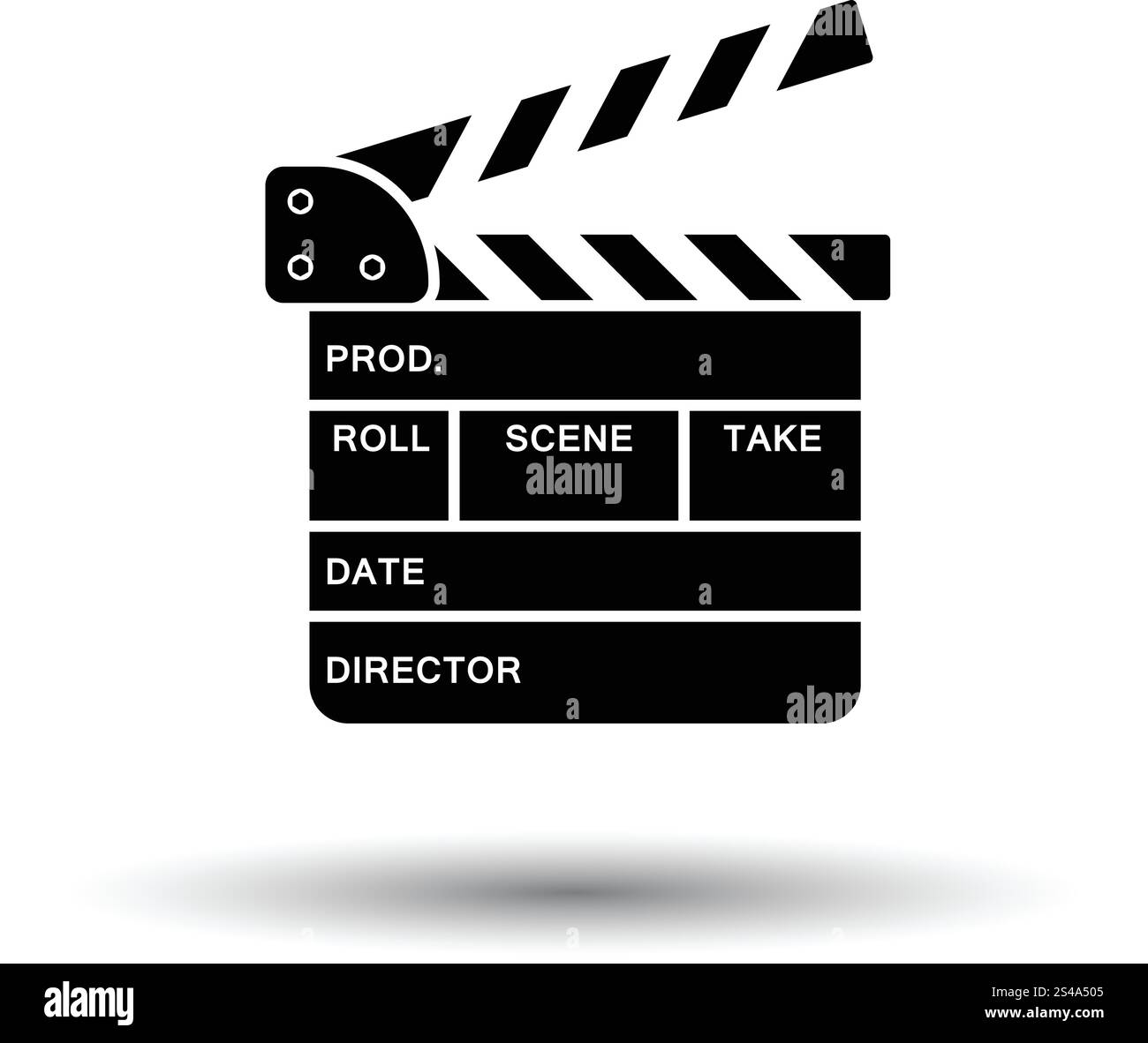 Movie clap board icon. White background with shadow design. Vector ...