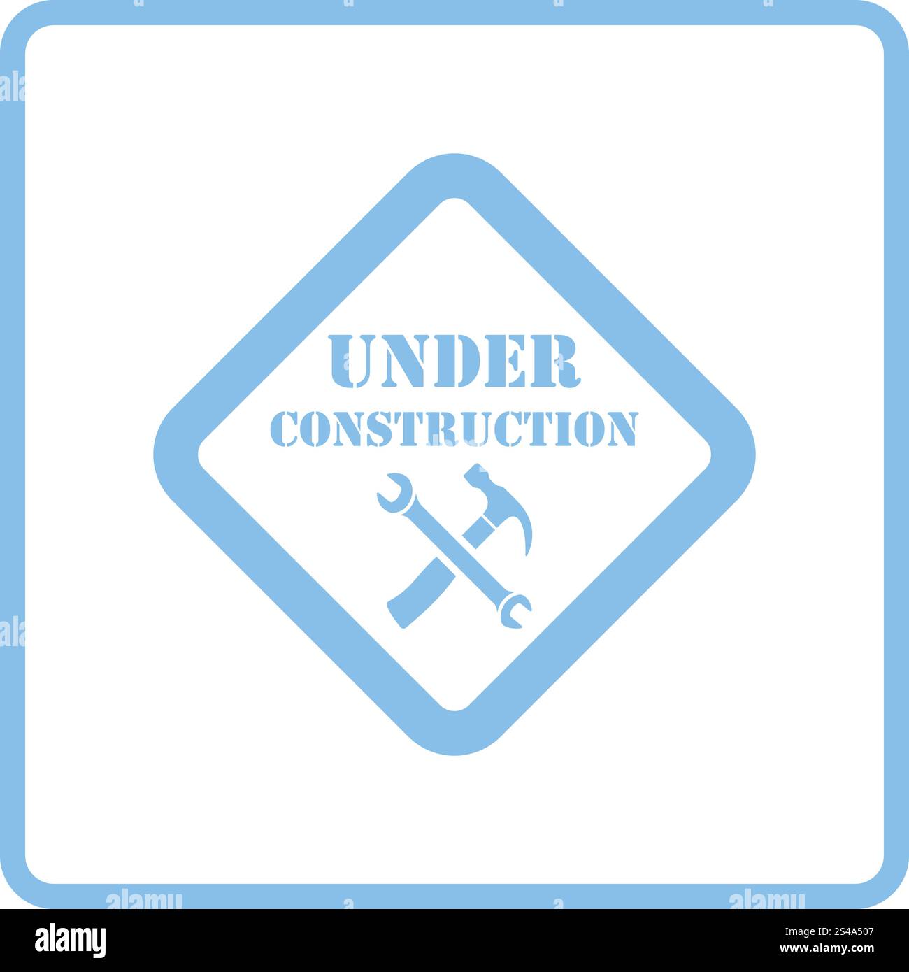 Icon of Under construction. Blue frame design. Vector illustration ...