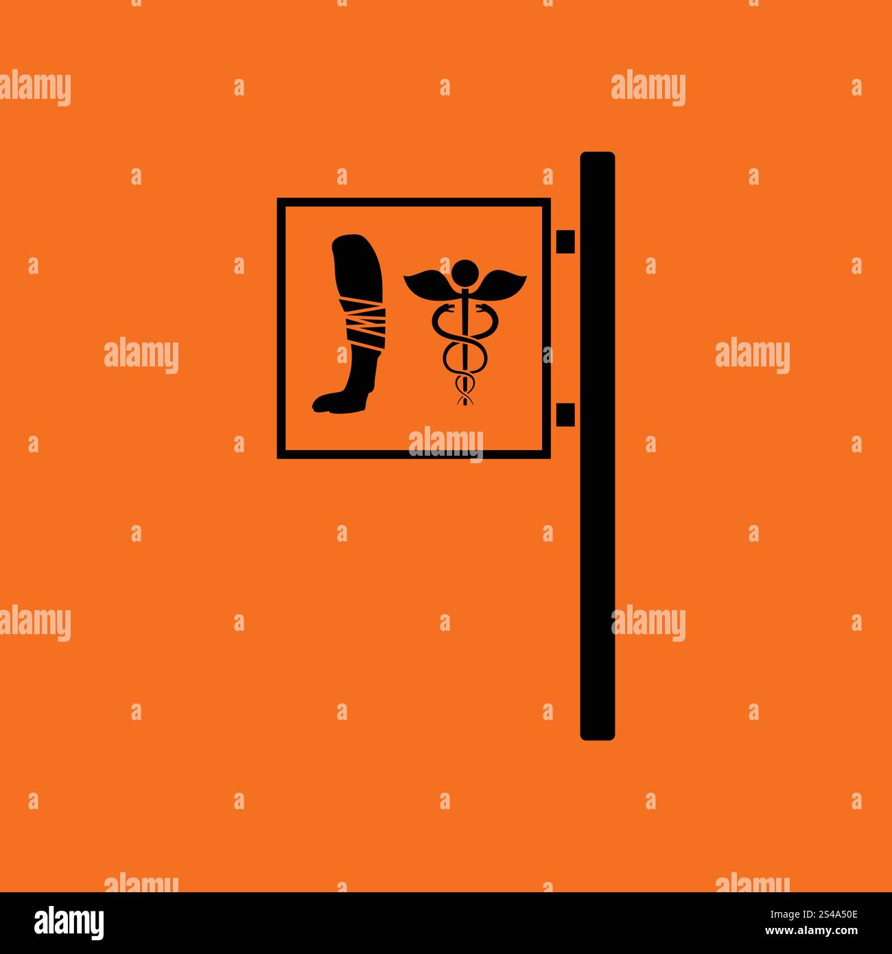 Vet clinic icon. Orange background with black. Vector illustration ...
