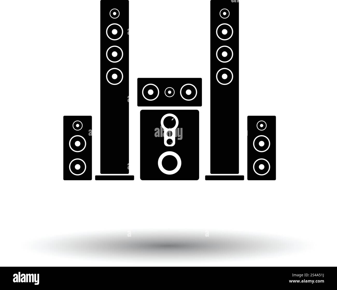 Audio system speakers icon. White background with shadow design. Vector ...