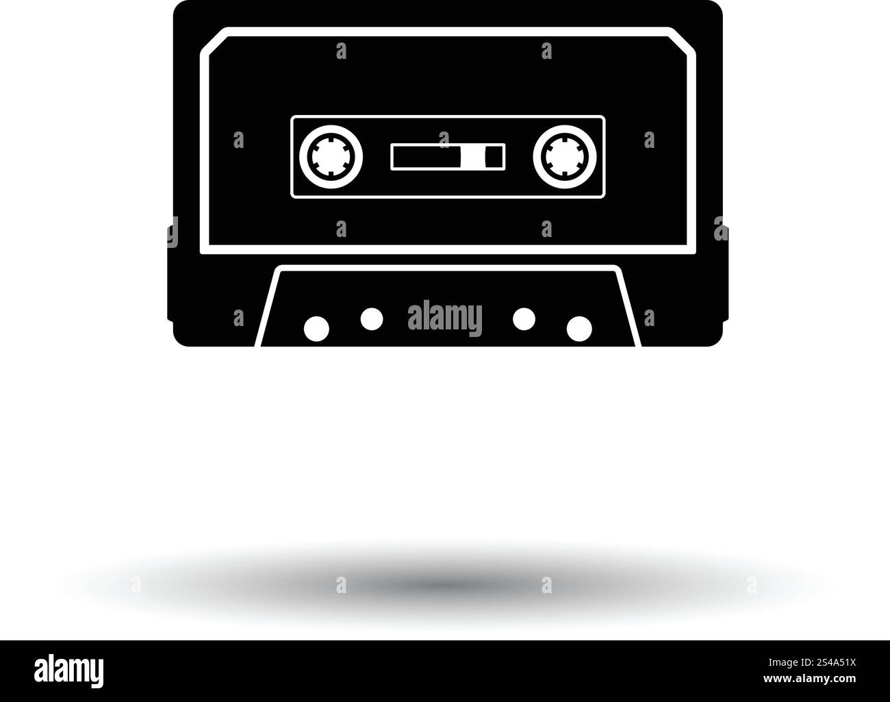 Audio cassette icon. White background with shadow design. Vector ...