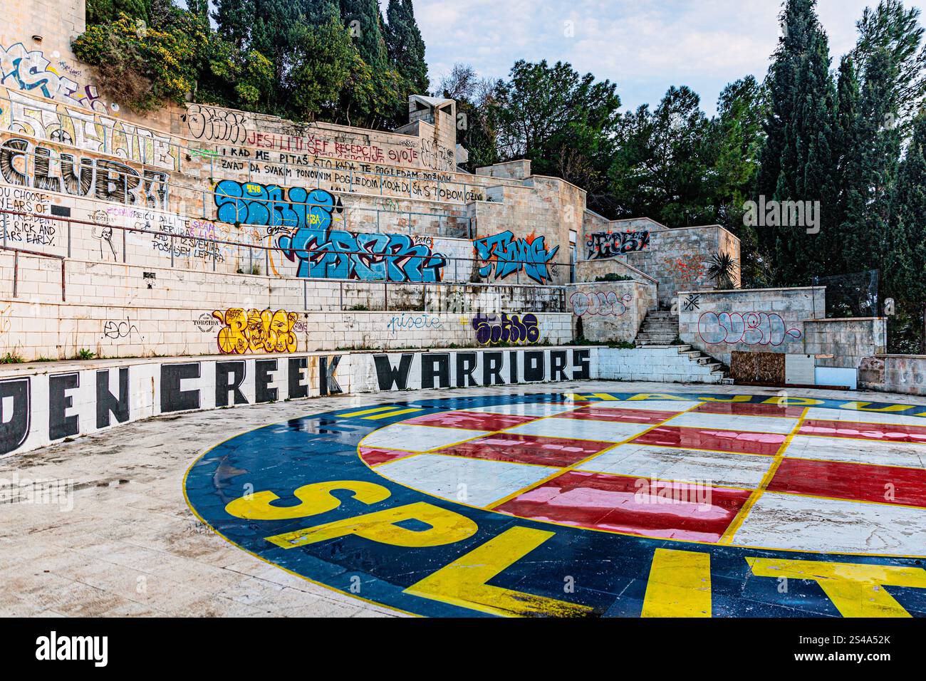Abandoned Seaside Circle in Split with Graffiti Art Stock Photo - Alamy