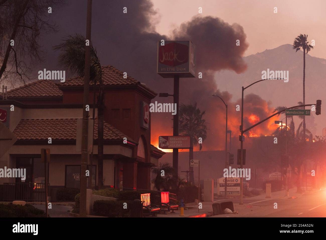 Altadena, California, USA - January 8, 2025: Aided by extreme Santa Ana ...