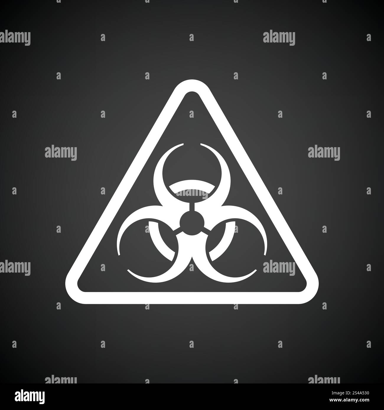 Icon of biohazard. Black background with white. Vector illustration ...
