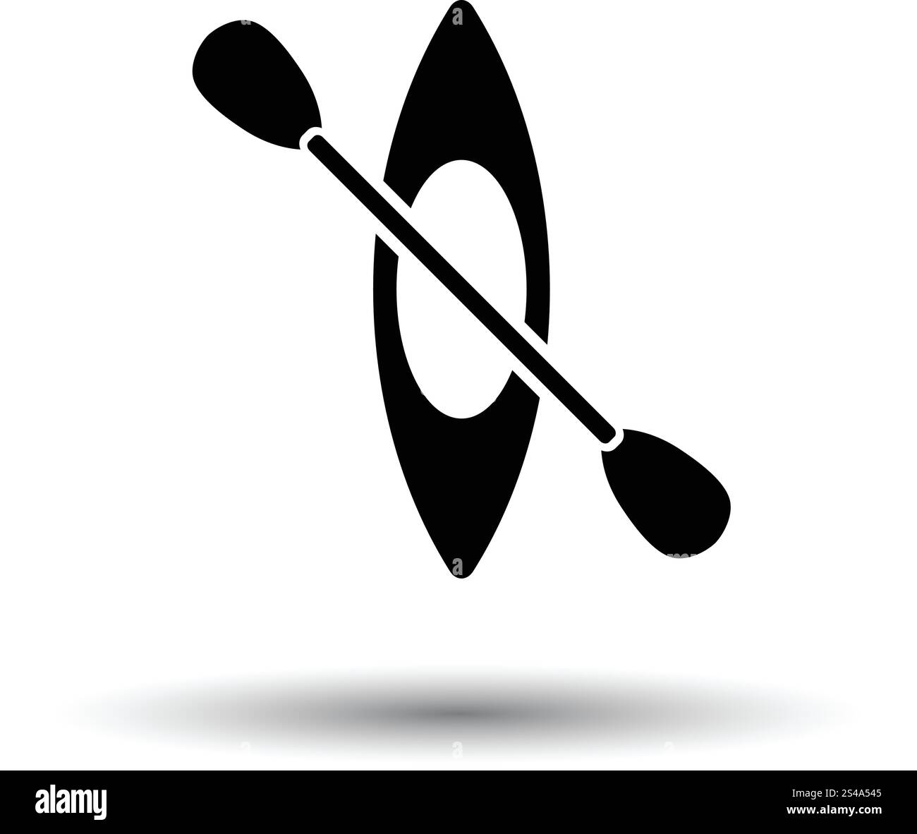 Kayak and paddle icon. White background with shadow design. Vector ...