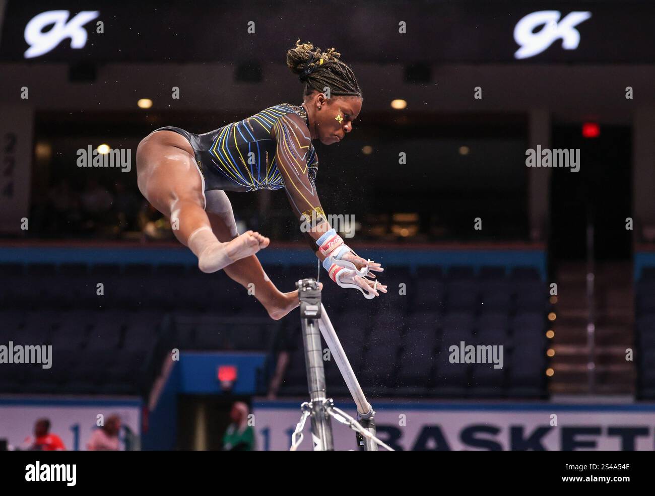 January 10, 2025: Michigan's Jahzara Ranger on the uneven parallel bars ...